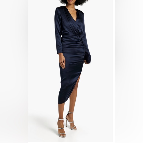 Veronica Beard | Dresses | Veronica Beard New With No Tags Cameri Asymmetric Ruched Satin Dress ...